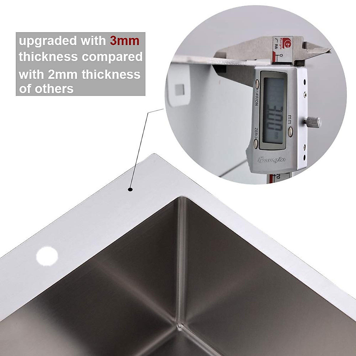 VALISY 25 x 22 x 9 Inch Drop In Topmount Stainless Steel Brushed Nickel Single Bowl Kitchen Sink Extra-thick 16 Gauge, RV Kitchen Sink with Dish Grid and Basket Strainer