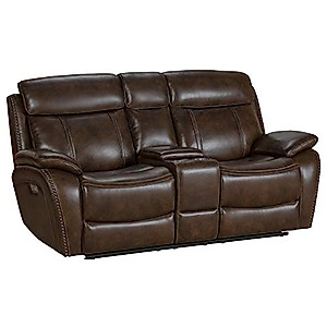 Barcalounger Sandover Power Reclining Console Loveseat, Tri-Tone Chocolate