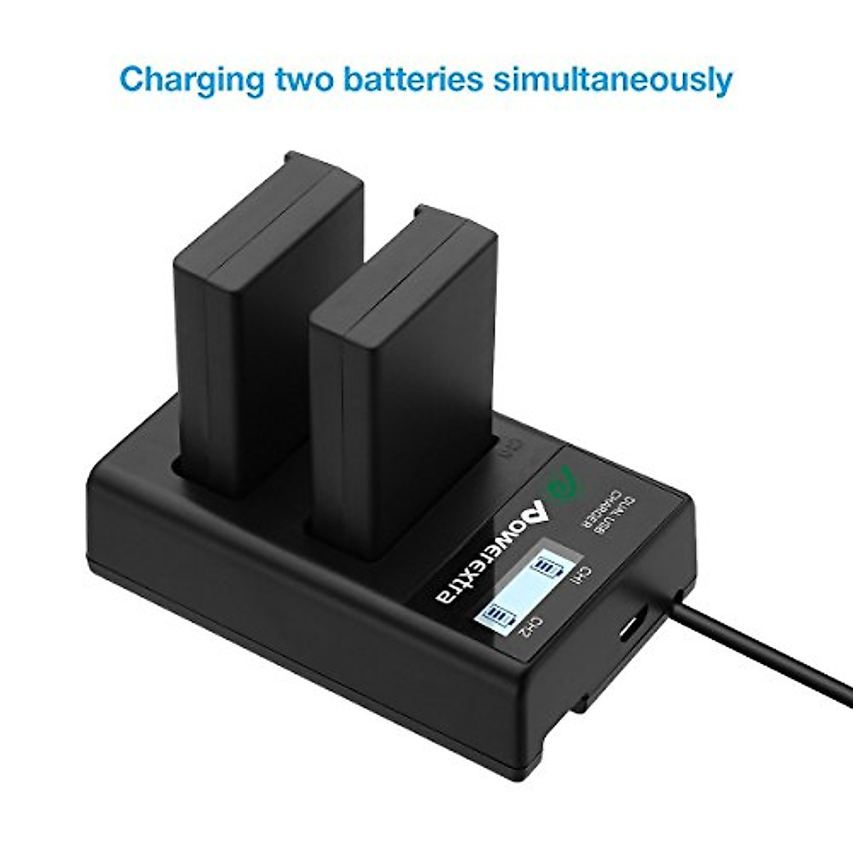 Powerextra 2 x EN-EL9 Battery & Charger with LCD Display Compatible with Nikon D40 D40x D60 D3000 D5000 Cameras