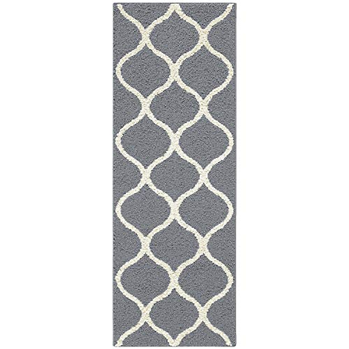 Maples Rugs Rebecca Contemporary Runner Rug Non Slip Hallway Entry Carpet, 1'9 x 5', Grey/White & Rebecca Contemporary Kitchen Rugs Non Skid Accent Area Carpet, 2'6 x 3'10, Grey/White