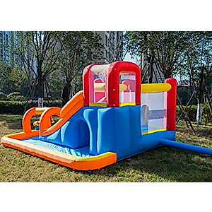 Baralir Inflatable Bounce House with Long Slide & Big Play Pool, Cave & Tunnel Adventure, Endless Indoor/Outdoor Fun of Jumping, Sliding, Climbing, Water Splashing - Surprising Gift for Kids