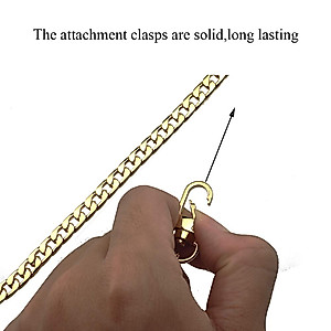 HAHIYO Mini Pochette Purse Chain Strap Thin Wide 7mm for LV Length 51.2 inches Thick 2.6mm Shiny Gold for Shoulder Cross Body Sling Handbag Wallet Clutch Comfortable Flat Metal Strap 1 Pack