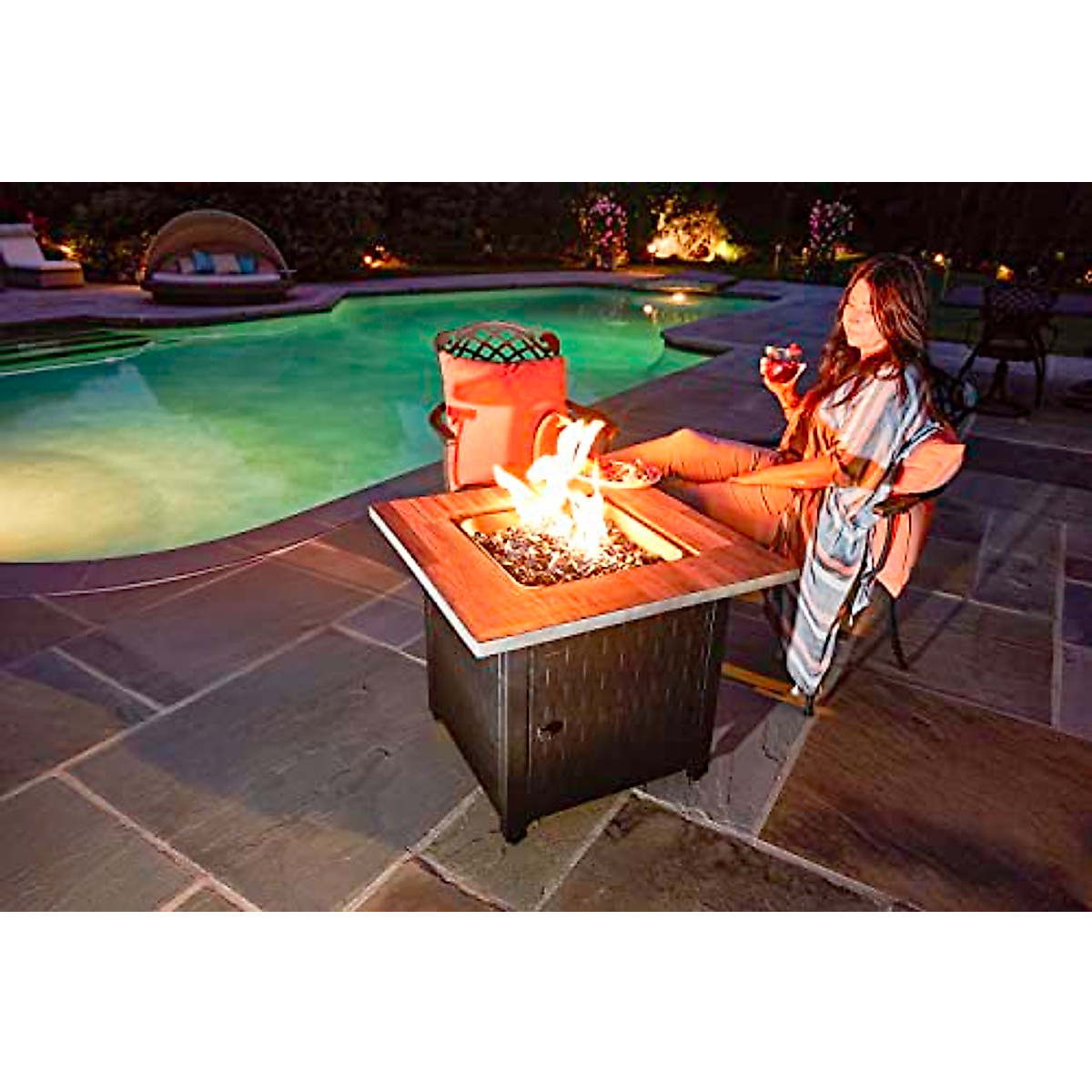 Endless Summer 30-in Black/Grey Tabletop Steel Propane Gas Fire Table