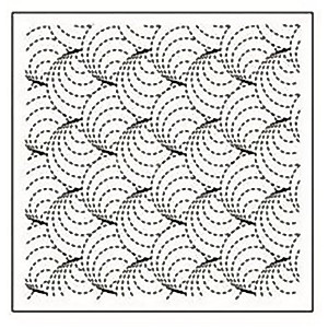 Sashiko Fabric - Pre-Printed Panel - 6 Block Traditional Design Sampler - Indigo Kona Cotton