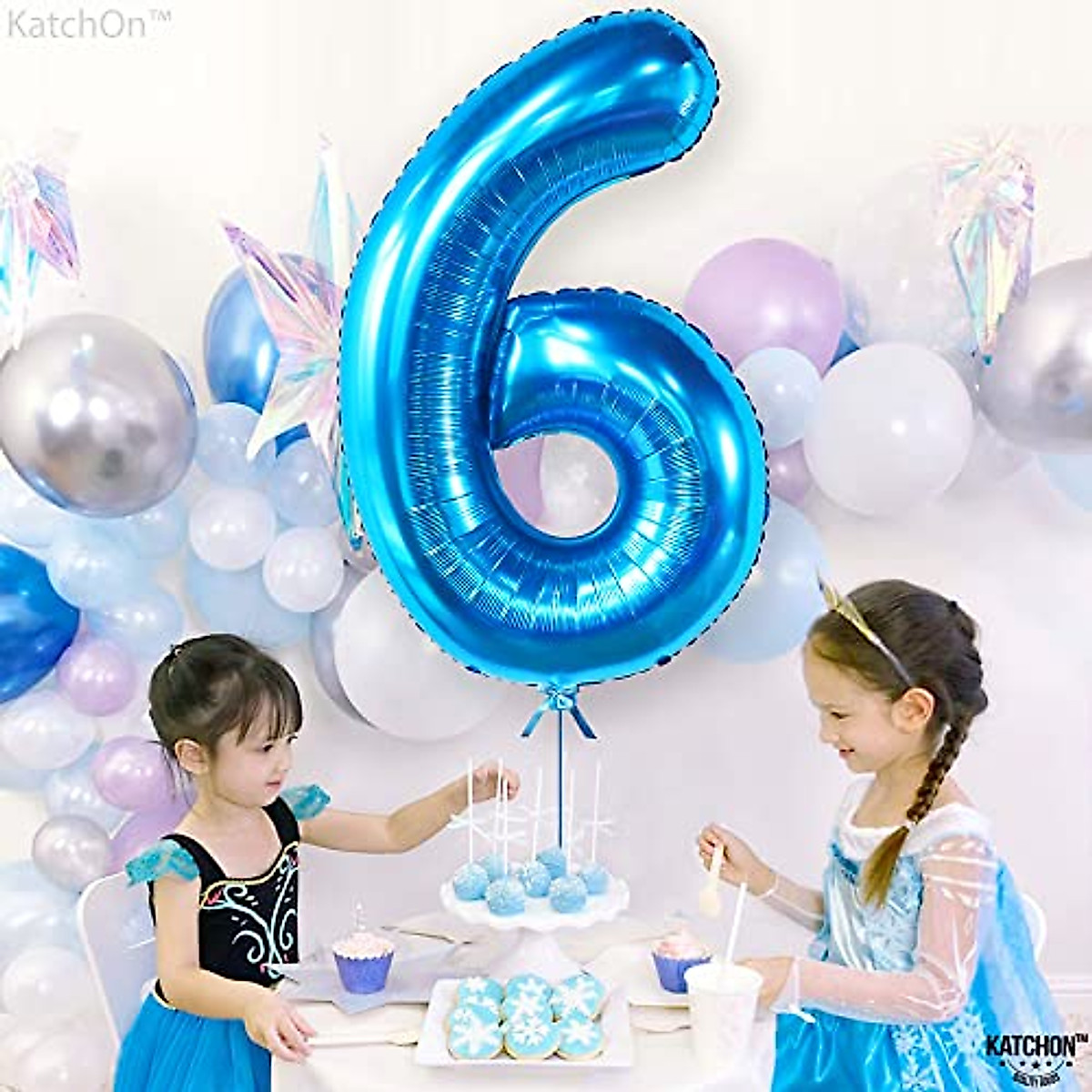 Giant, Blue Number 6 Balloon - 40 Inch | Blue 6 Balloon Number for Shark Balloons, Shark Birthday Decorations | 6th Birthday Balloon, 6th Birthday Decorations for Boys | 6 Balloons for Birthday Boy