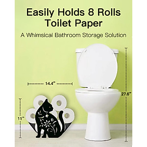 Cute Cat Toilet Paper Storage Stand Decorative, Metal Animal Bathroom Decor 8 Rolls Toilet Paper Holder, Freestanding Tissue Organizer
