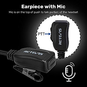 Retevis RT22 Adjustable Soft Earhook Walkie Talkie Earpiece with Mic, Compatible RT22 RT21 RT68 RT22S H-777S RB39 Baofeng UV-5R pxton Walkie-Talkie, 2 Pin 2 Way Radio Earpiece(2 Pack)