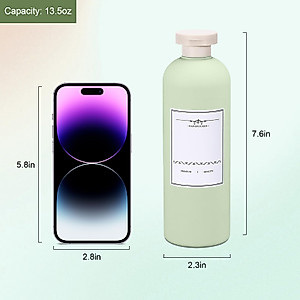 ASEVAT 13.5oz 4Pcs Green Plastic Refillable Travel Shampoo and Conditioner Bottles Plastic Refillable Travel Shampoo Bottles with Flip Cap Shampoo and Conditioner Dispenser