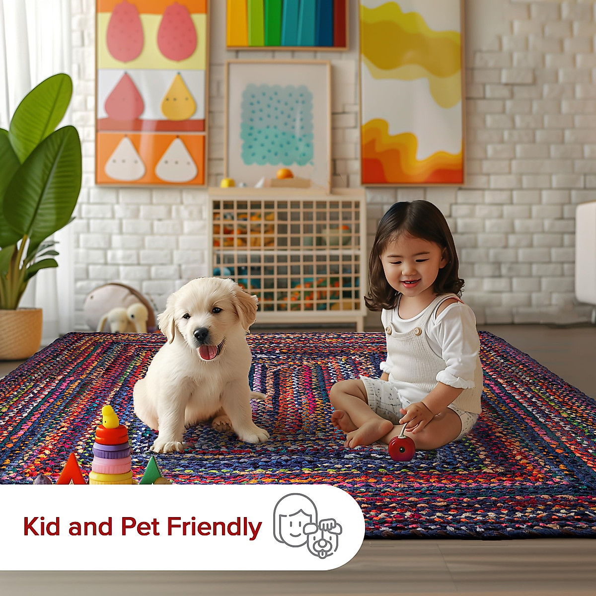 nuLOOM Tammara Bohemian Hand Braided Area Rug, Oval 5x8, Blue