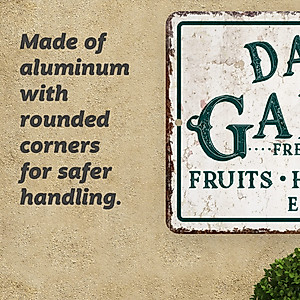 Personalized Vintage Distressed Look Fruit, Herbs and Veggie Garden Metal Room Sign (8x12 Inches)