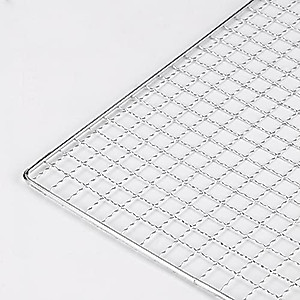 Xiaokeis Barbecue Net Grill, Multi-Purpose Stainless Steel Mesh BBQ Grill Grates Grids Wire Rack Gas/Charcoal Grill Cooking Replacement Net for Camping Outdoor Garden Picnic(9.8x15.7in)