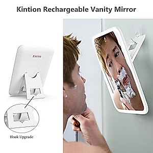 Kintion Lighted Makeup Mirror, Portable USB Rechargeable Vanity Mirror with Lights, 360° Swivel Placement, Touch Screen Brightness Adjustable