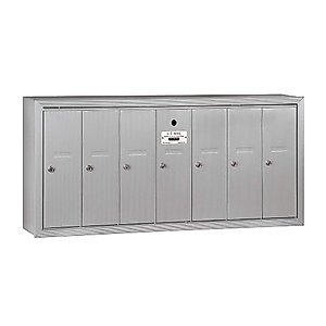 Salsbury Industries 3507ASU Surface Mounted Vertical Mailbox with 7 Doors and USPS Access, Aluminum