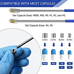 Artcome 12 PCS Versatile Capsule Filling Tool Kit for Pill Filler - Lab Scoops, Dual-Ended Long Spoon, and Herb Tamper - Ideal Tools for Medication and Supplements - All Sizes 000 00 0 1 2 3 4 5