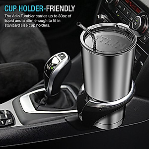 Atlin Tumbler [30 oz. Double Wall Stainless Steel Vacuum Insulation] Travel Mug [Crystal Clear Lid] Water Coffee Cup [Straw Included]For Home,Office,School - Works Great for Ice Drink, Hot Beverage