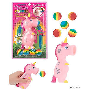 Expressions 1pc Foam Ball Popper Toy - Squeeze & Launch Unicorn Toy w/ Foam Balls Included – Animal Ball Shooting Squishy Toy, Toddler Toys