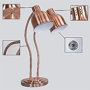 LINKANRUO Heat Lamp Food Warmer Kitchen Heat Lamp, Hotel Kitchen, Cafeterias Food Heat Lamp Food Heat Reference Table Lamp Display Stand Lamp Hood Cutting Lamp Lamps(Bronze,Double Head)