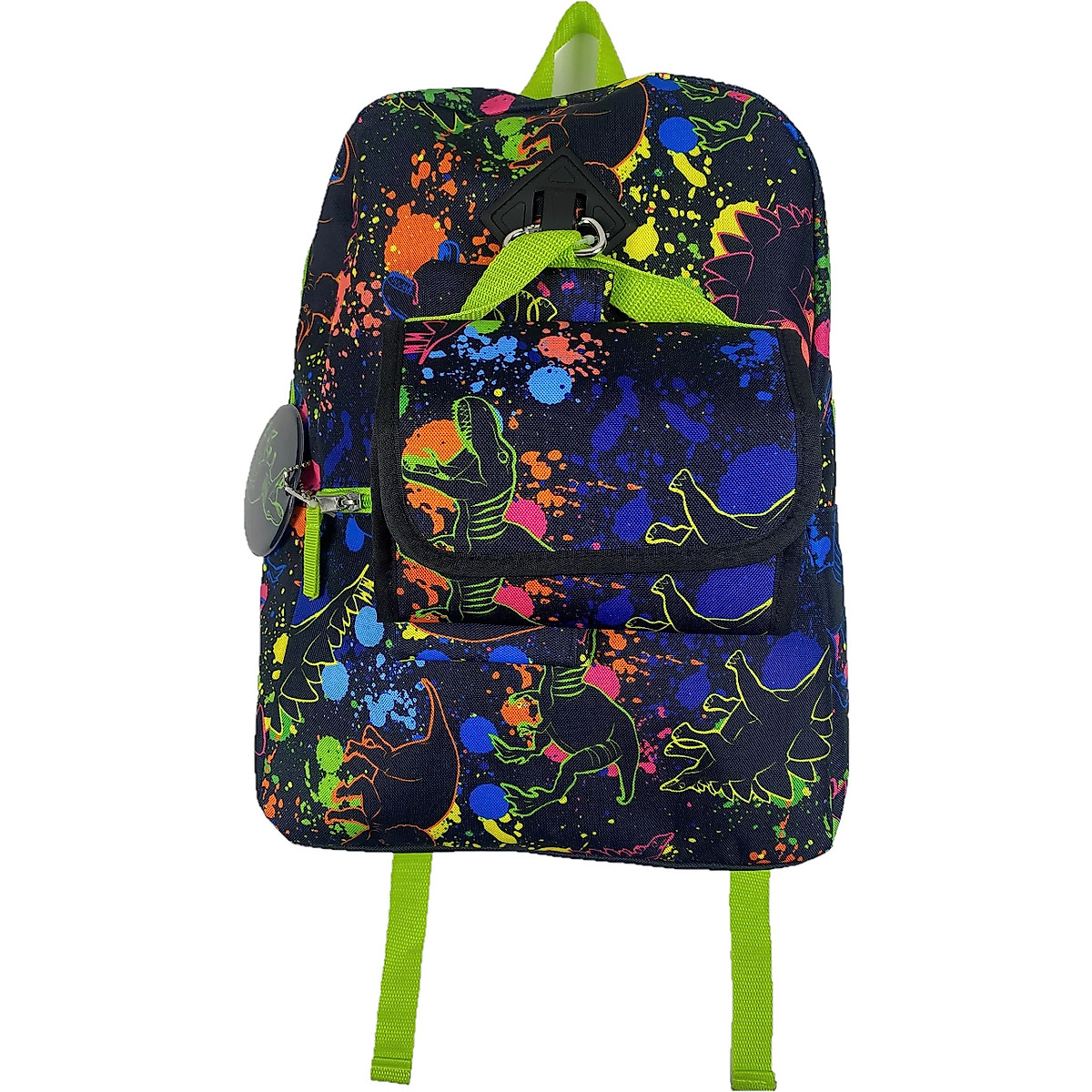 Cudlie 5-Pc Boys Backpack Set w/Lunch Bag, Pencil Case, Keychain & Carabiner - Durable Bookbag/Travel/School Backpack for Kids - Splatter Dino/Black