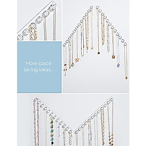 Mymazn 2 Pack Necklace Hangers Acrylic Necklaces Holder Wall Mounted Jewelry Organizer Hanging with 12 Diamond Shape Hooks, Jewelry Hangers for Necklace, Gift for Girls Women