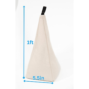 12" Tall Large Door Stoppers for Bottom of Door, Anti Slip Canvas Heavy Duty Door Stop, Cute Decorative Doorstop (White)