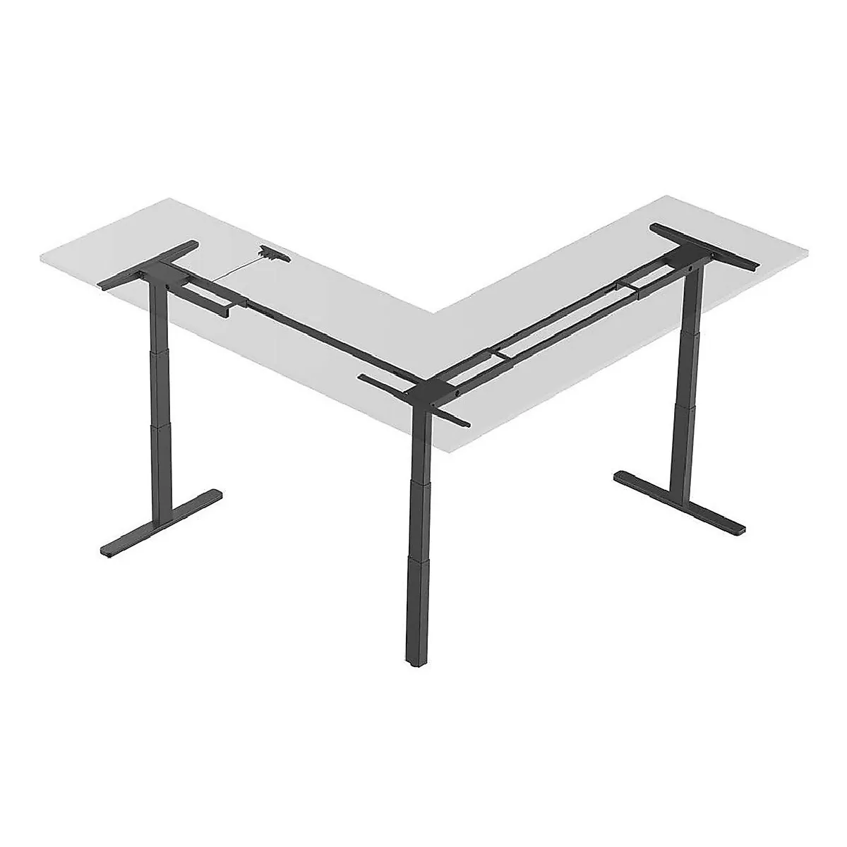 Monoprice Triple Motor Height Adjustable Sit-Stand Corner Desk Frame - Black | 3 Leg Corner, L Shaped Table Base, Programmable Memory Settings - Workstream Collection