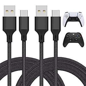 FYOUNG Charging Cable for PlayStation 5/PS5 Pro/Xbox Series X/Series S Controller, Charging USB Type C Charger Cord Campatible with PS5/ PS5 Pro Controllers, Swith and Switch Lite-9.8 FT 2 Pack-Blue