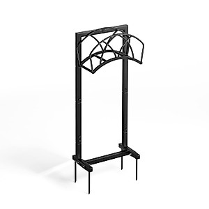GREENER Garden Hose Holder GREENER Freestanding Heavy Duty Water Hose Holder Detachable Metal Hose Hanger Holds 150-feet Hose,Outdoor Hose Stands Hose Holder Storage Rack For Outside Yard Lawn, Black