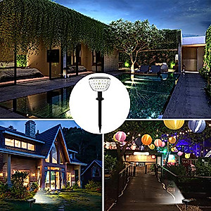 Solar Outdoor Spot Lights, [2 Pack/32 LED] IP67 Waterproof Landscape Spotlights, 3 Modes Wireless Solar Powered Garden Lights for Yard Garden Driveway Porch Patio (Warm White)