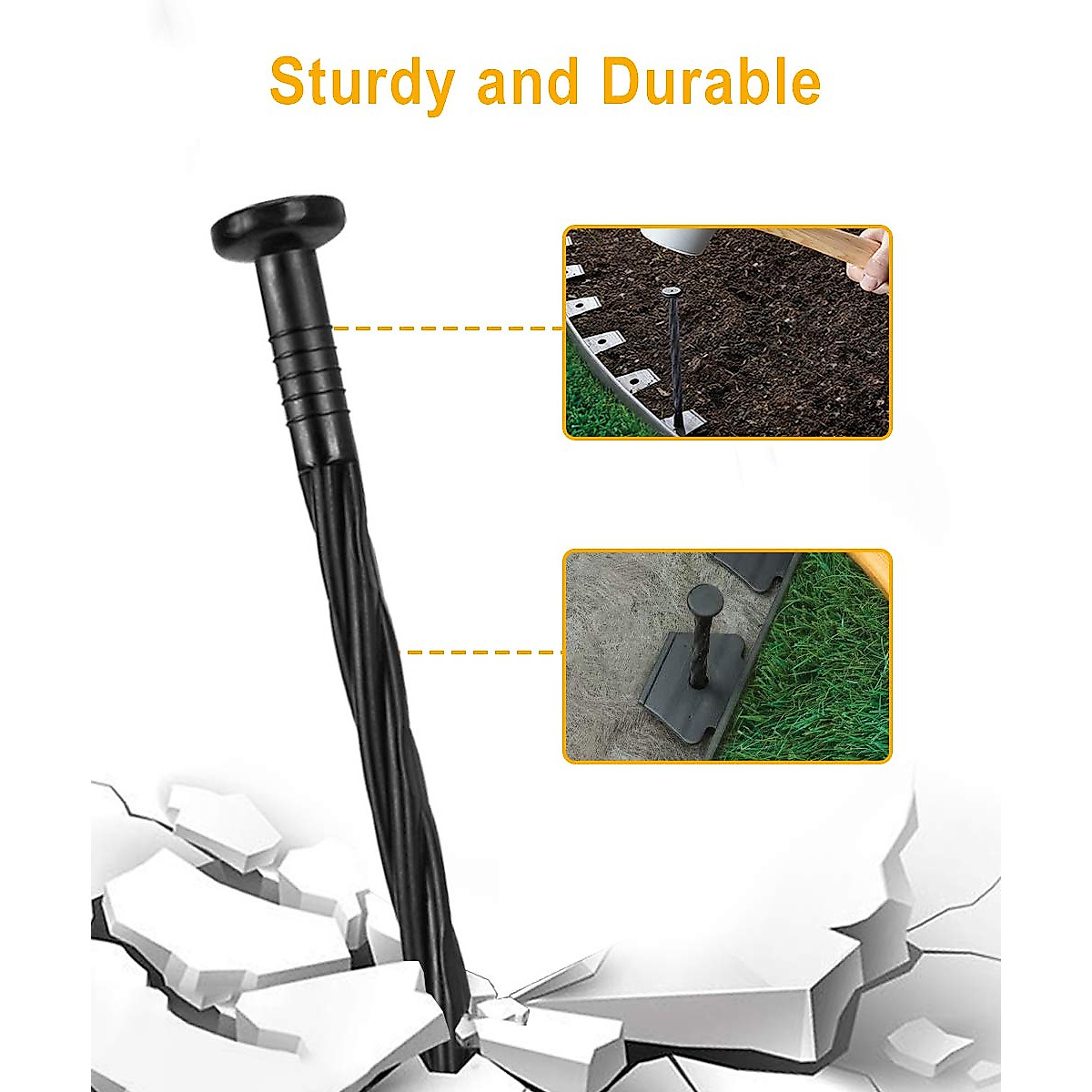 Meboyz 100-Pack-8 Inch Plastic Landscape Stakes, Spiral Nylon Landscape Anchoring Spikes，Edging Spikes for Paver Edging, Weed Barrier, Artificial Turf & More