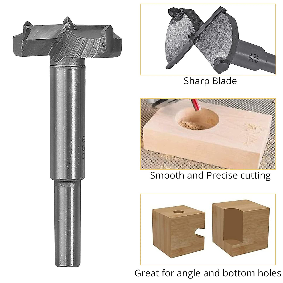 AMTOVL Forstner Drill Bit Set 16 Pcs Carbide Forstner Bits 15-35mm Woodworking Hole Saw Hinge Drill Bit High Speed Steel Drill Bits for Wood Plastic Plywood
