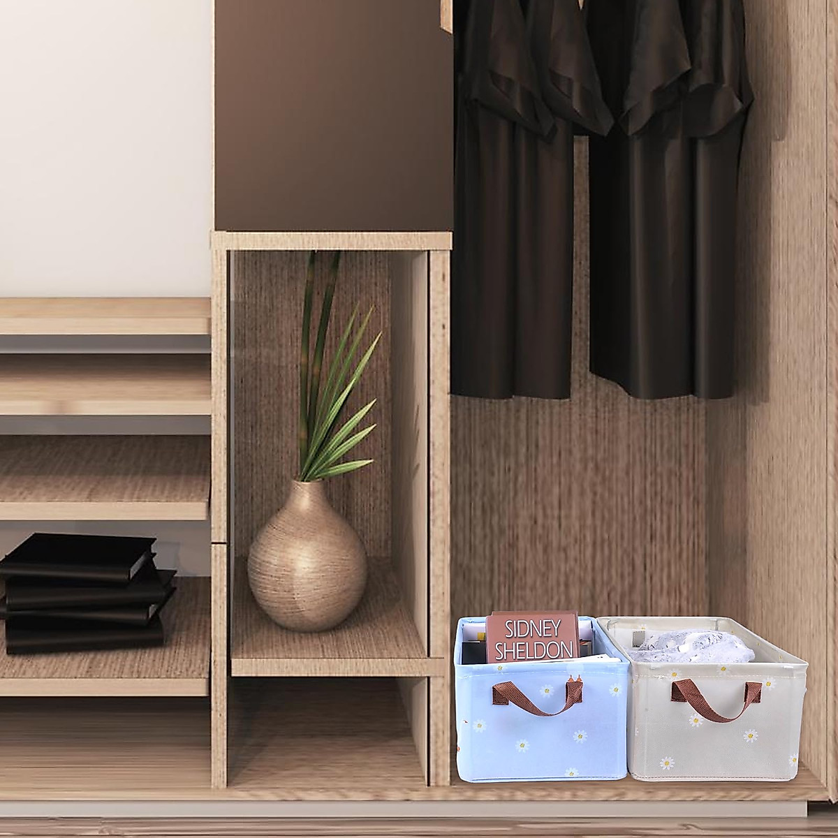 DAYARD Fabric Storage Bins with Metal Frame, Large Storage Baskets for Closet Organizing, Rectangle 1-Pack, Yellow Duck