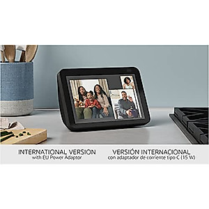 Echo Show 8 (2nd Gen, 2021 release) | International Version with EU Power Adaptor | HD smart display with Alexa and 13 MP camera | Charcoal