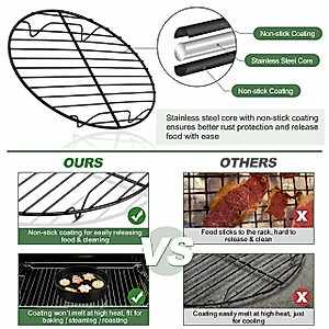 TeamFar Round Cooling Rack, 7.5’’ Small Baking Roasting Grilling Rack with Stainless Steel Core & Non-stick Coating, for Cooking Steaming Cooling, Healthy & Sturdy, Oven Safe & Easy Clean – Set of 2