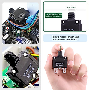 Keadic 20Pcs 20A Push Button Circuit Breaker with Manual Reset Assorted Set AC125-250V 32VDC Thermal Circuit Breaker with 19cm Wire Leads, Female Spade Terminals and Waterproof Button Transparent Cap