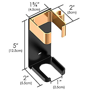 DODAMOUR 2 Pack Wall Mount Curling Iron Holder, Hair Curler Storage Organizer Stand, Hairdressing Hanging Rack for Flat Irons, Curling Wands, Hair Straighteners, Combs (Black Gold)