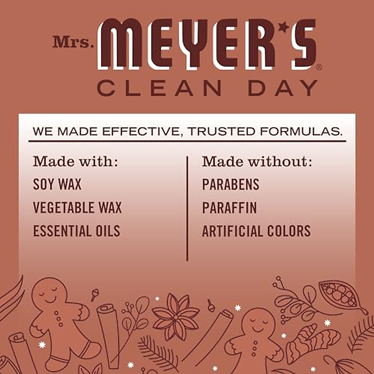 Mrs. Meyer’s Clean Day Scented Soy Candle, Tin Candle, Gingerbread Scent, 2.9 oz (Pack of 8)