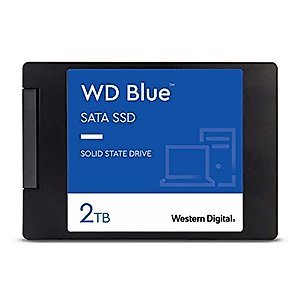 Western Digital 2TB WD Blue 3D NAND Internal PC SSD - SATA III 6 Gb/s, 2.5"/7mm, Up to 560 MB/s - WDS200T2B0A, Solid State Hard Drive