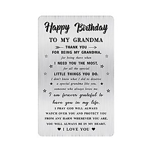 Alotozo Grandma Birthday Card, Happy Birthday Gifts to My Grandma, Grandmother Bday Engraved Wallet Card Inserts