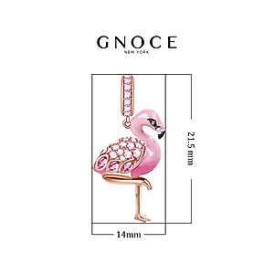 GNOCE Flamingo Dangle Charm 925 Sterling Silver 18K Pink Pendant Charms Bead For Bracelet/Necklace Rose Gold Plated For Women Mother's Day