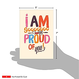NobleWorks - 1 Funny Adult Congratulations Card with Envelope - Congrats Greeting, Appreciation - Sooooo Proud C6410CGG