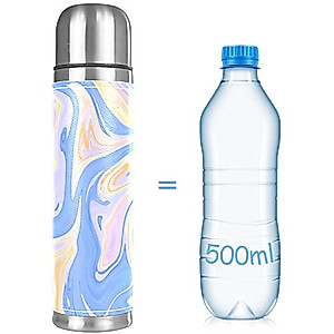Stainless Steel Leather Vacuum Insulated Mug Abstract Texture Thermos Water Bottle for Hot and Cold Drinks Kids Adults 16 Oz