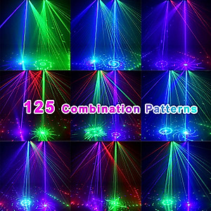 15 Eyes RGB Dj Disco Party Light Strobe Stage Lighting Effect LED Projector by DMX512 Control and Sound Activated Ravelight for Home Birthday Parties Karaoke KTV