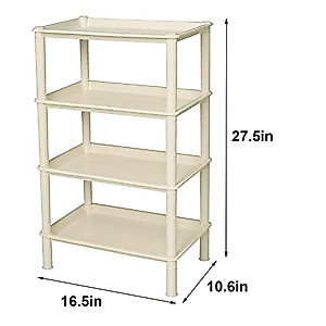 Ranmok 4-Tier Plastic Storage Rack for Kitchen,Laundry Room,Bathroom Rectangle Khaki