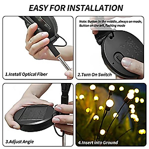 BOBOBOX Super Bright Solar Powered Firefly Lights, Starburst Swaying Lights Vibrant Solar Garden Lights, Firefly Outdoor Waterproof Lights for Yard Patio Landscape Decoration, Warm White (8 LED-2pack)