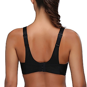 Wingslove Women's Full Coverage High Impact Wirefree Workout Non Padded Sports Bra Bounce Control (Black,36DDD)
