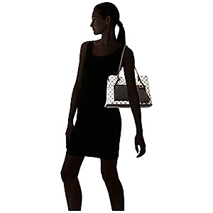 Anne Klein womens Anne Klein Triple Compartment Satchel with Card Pouch, Black/White, 13.5 L x 4.75 D 9 H US