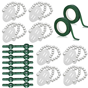 Hicarer 8 Pieces Pearl Wrist Corsage Bands for Wedding Faux Wrist Bands Elastic 8 Pairs Boutonniere Magnets 2 Rolls Green Floral Wrapping Tapes for DIY Handmade Prom