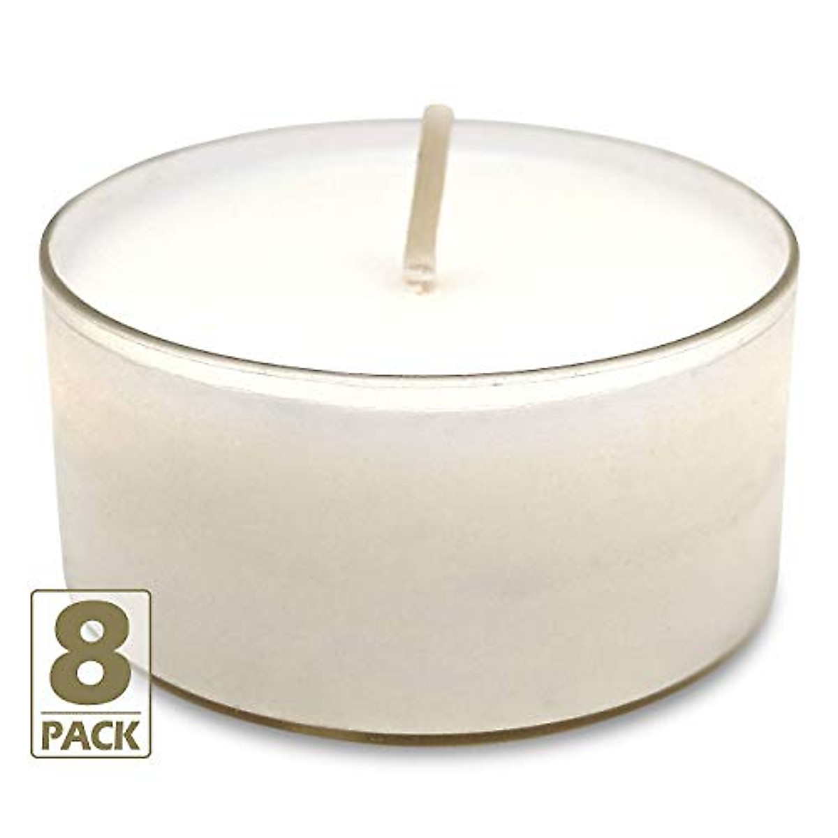 Hyoola Pure Jumbo Tealight Candles - 100% Natural Candles Non Toxic - 10 Hour XL Vegan Tea Lights Candles in Clear Cup - 8 Pack