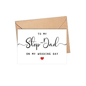 DiandDesignGift To My Step-Dad On My Wedding Day Card - Wedding Day Card - Family Of The Bride Or Groom Cards - Wedding Party Card - Calligraphy Card Step-Dad Wedding Day - Thank You Wedding Card