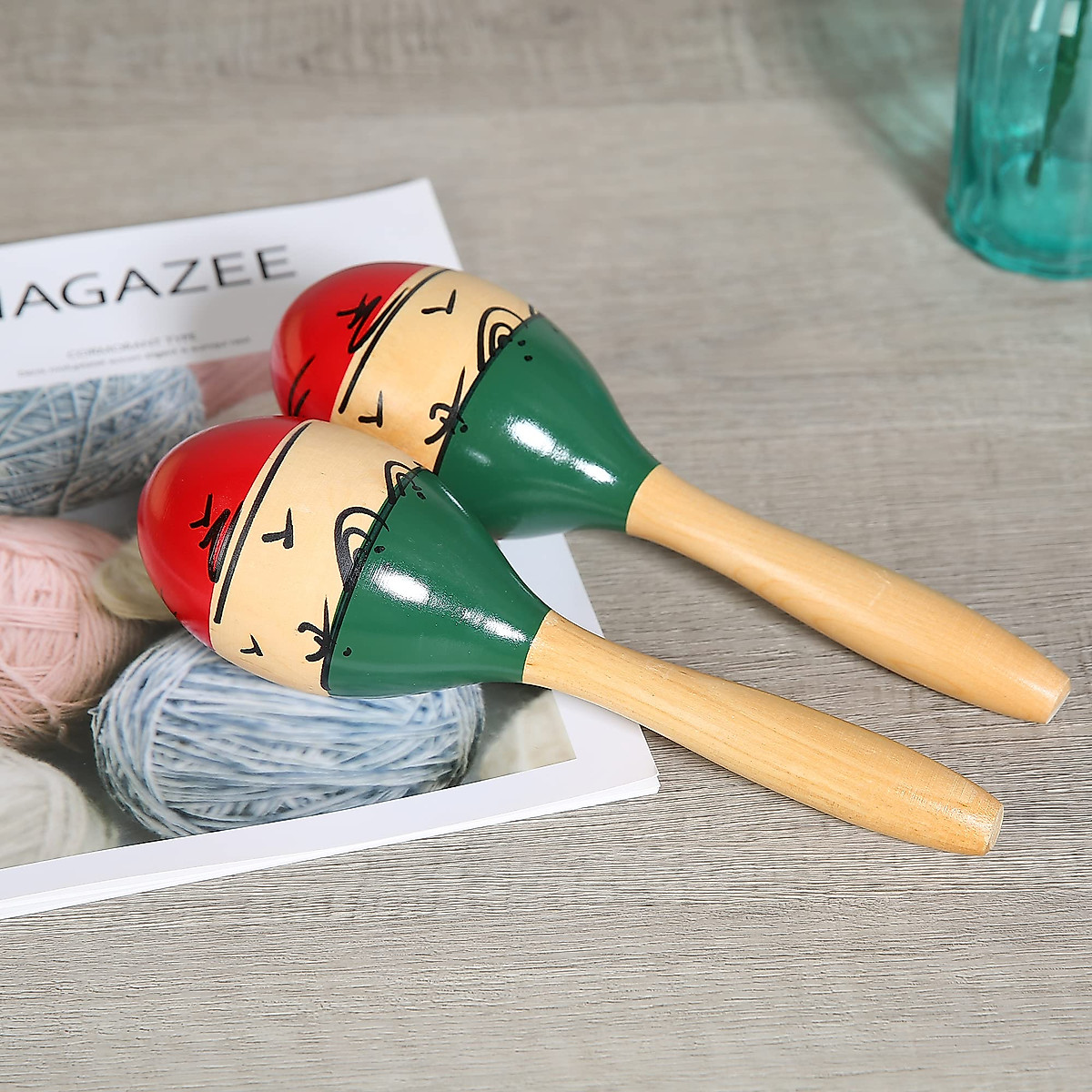 Professional Maracas, Wooden Rumba Shaker Rattle Latin Percussion Musical Instrument with Clear Sound for Adults Kids, Set of 2